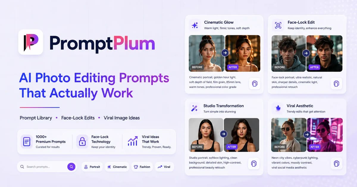 PromptPlum – #1 AI Photo Editing Prompts Library