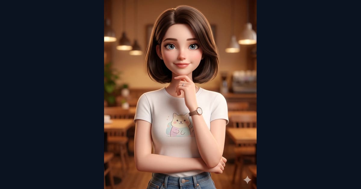 Pixar Style Character Prompt | Cute Girl Posing in a Cafe