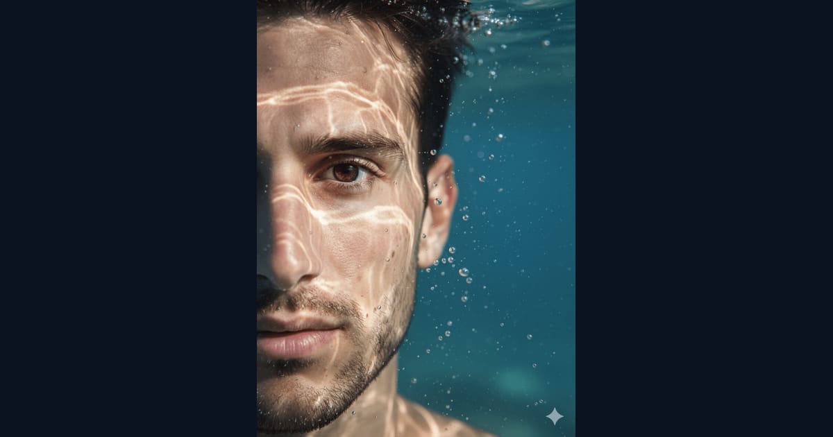 Underwater portrait AI Photo Editing Prompt for Gemini