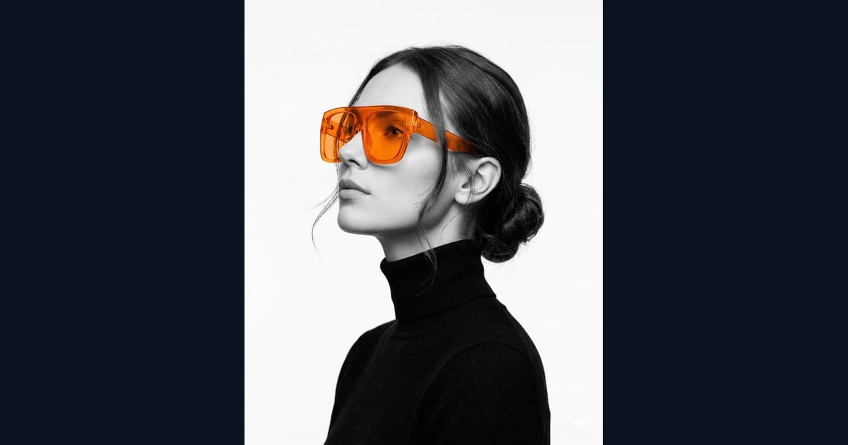 Editorial Fashion Photography Prompt | Monochrome Women With Orange Eyewear