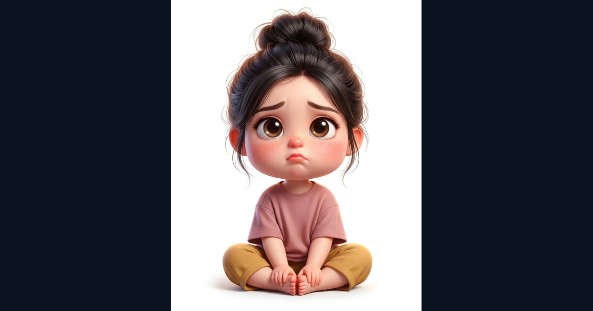 3D Kawaii Character Prompt | Cute Upset Little Girl