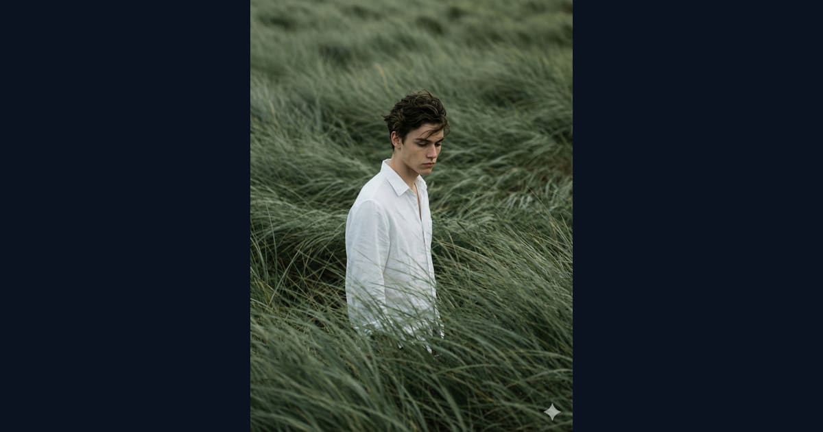 Cinematic Nature Photography Prompt | Moody Portrait in Green Grass field