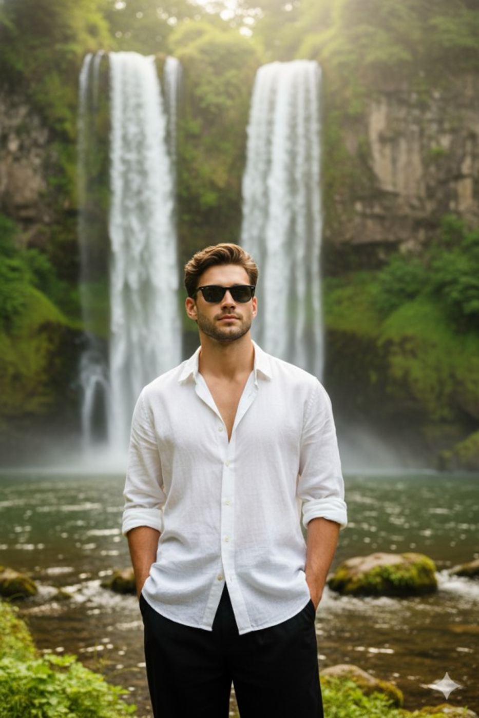 Chasing Waterfalls AI Photo Editing Prompt for Gemini