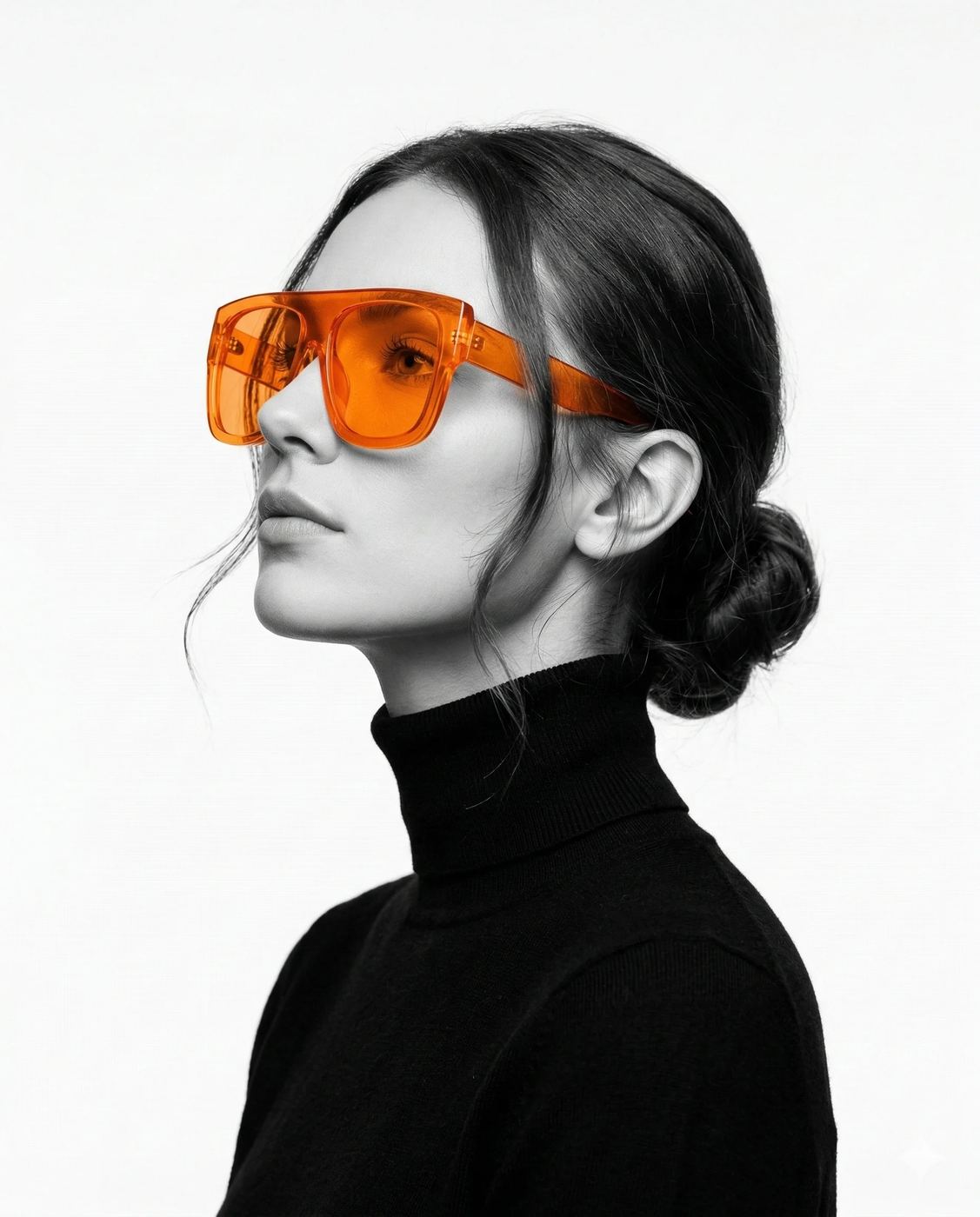 Editorial Fashion Photography Prompt | Monochrome Women With Orange Eyewear