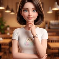 Pixar Style Character Prompt | Cute Girl Posing in a Cafe